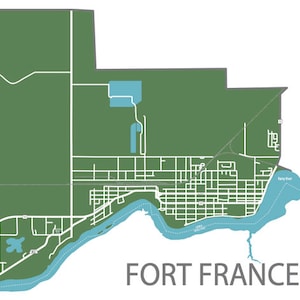 Typographic Map of Fort Frances, Ontario | Rainy River District | City ...