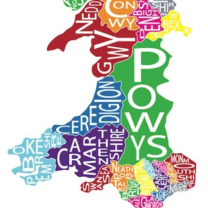 Typographic Map of Wales | European Country Map | United Kingdom Map ...