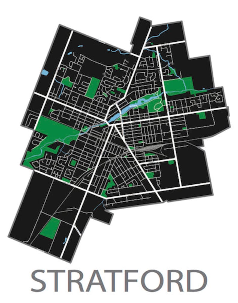 Typographic Map of Stratford Street Level Stratford Map | Etsy