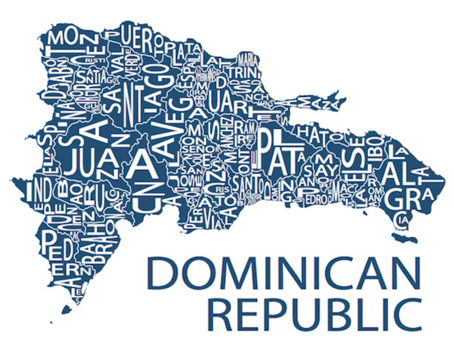Typographic Map of the Dominican Republic | República Dominicana Map ...