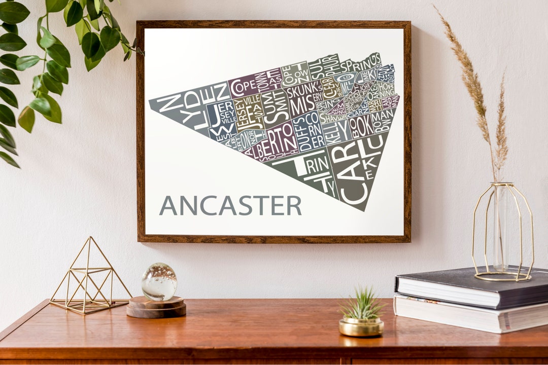 Typographic Map of Ancaster, Ontario | Neighbourhood Map | Hamilton ...