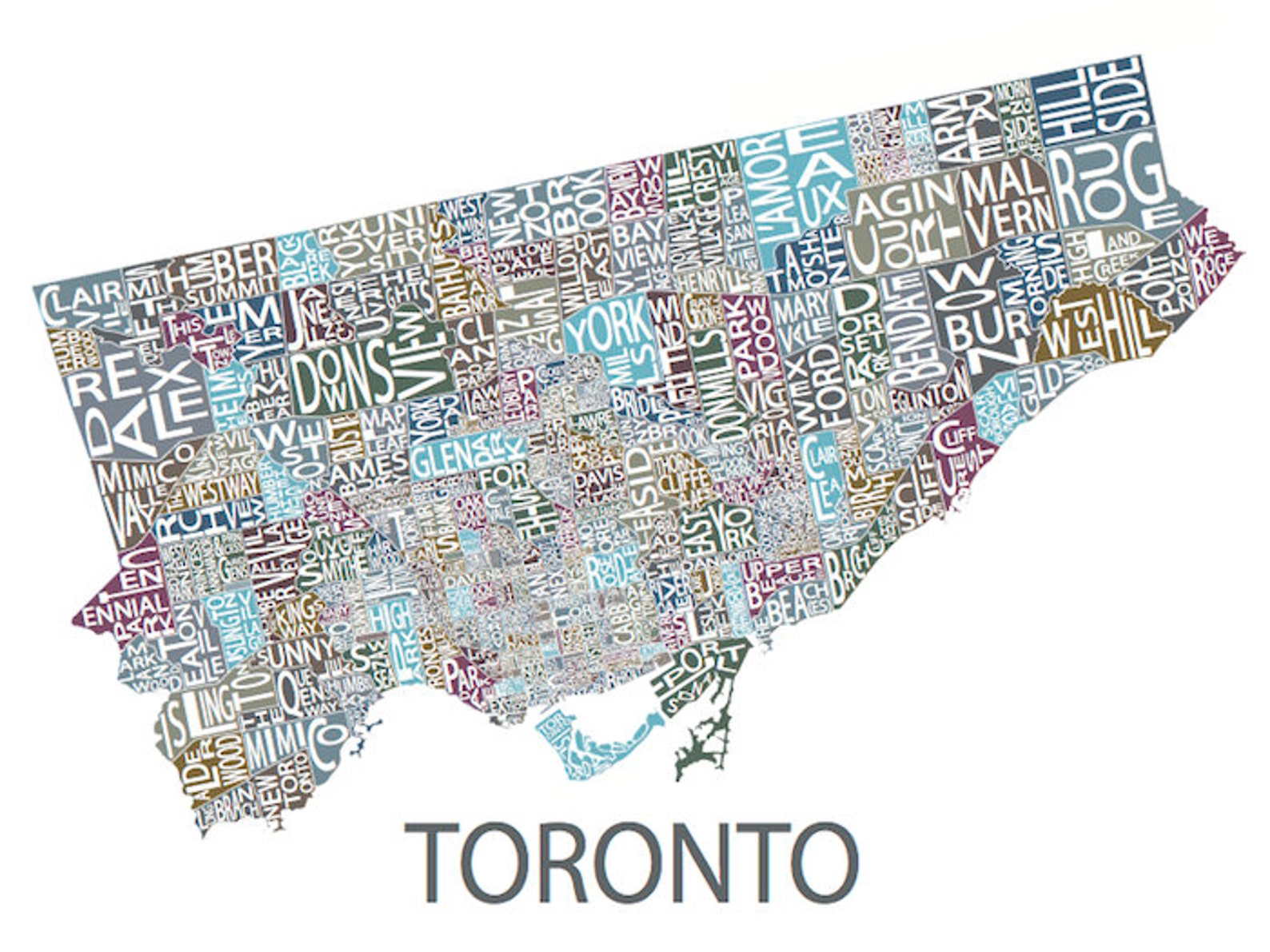 Typographic Map of Cabbagetown Toronto Ontario Canada | Etsy