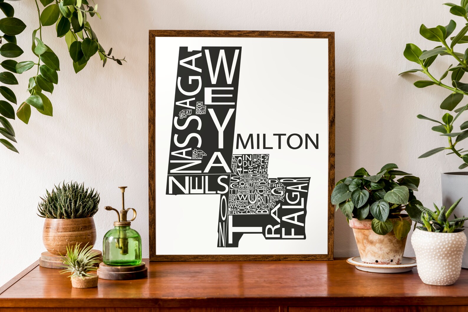 Typographic Map of Milton, Ontario | Halton Region City Map ...