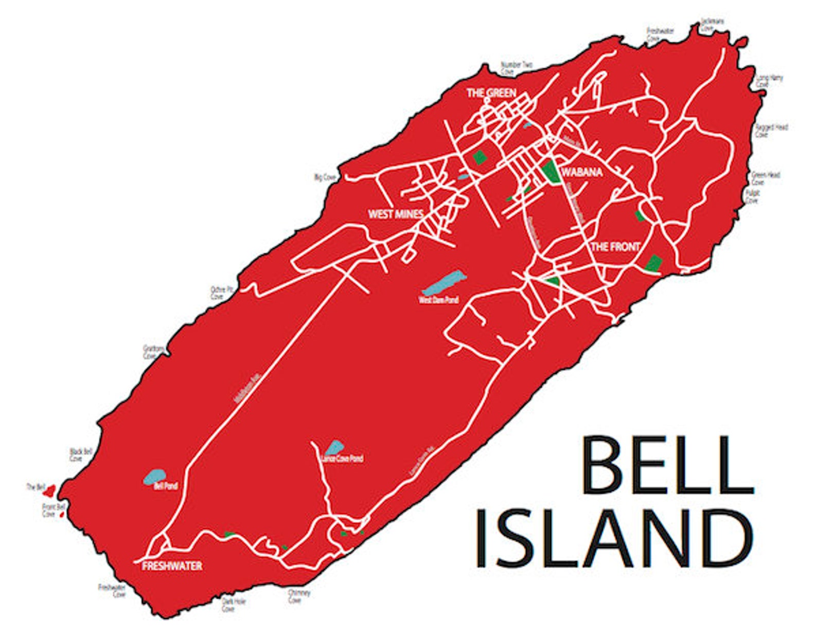 Typographic Map of Bell Island Newfoundland Avalon - Etsy