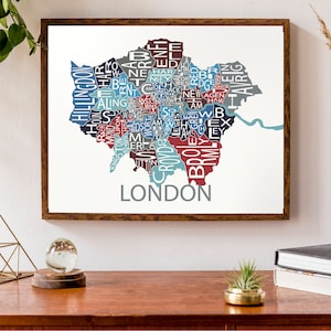 Typographic Map of London England United Kingdom UK - Etsy