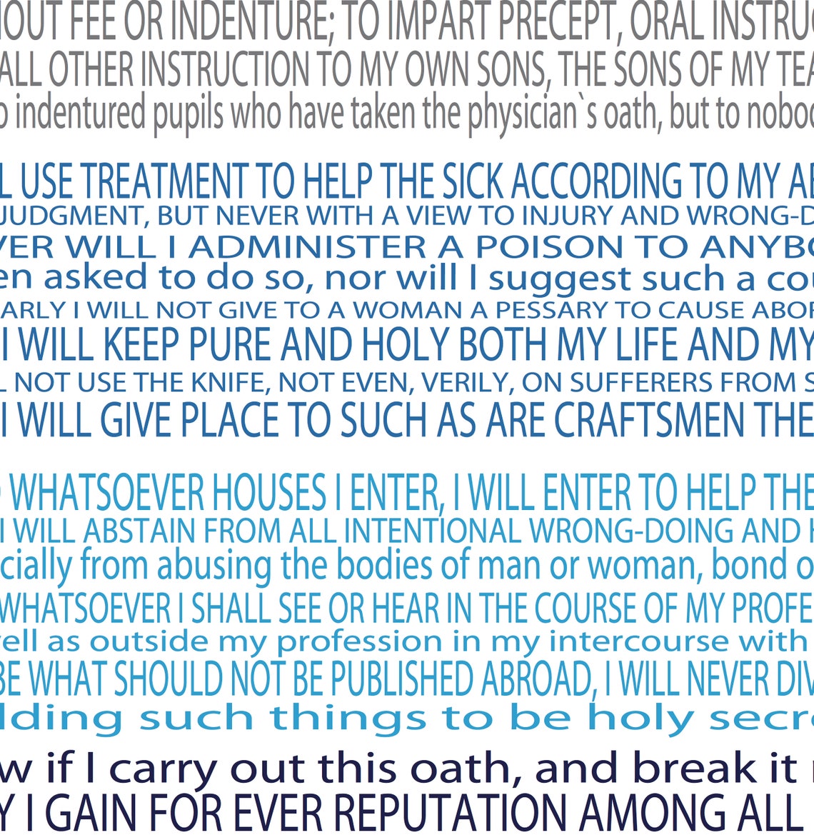 Modern Hippocratic Oath Print | Doctor Oath Print | Perfect Doctor Gift ...