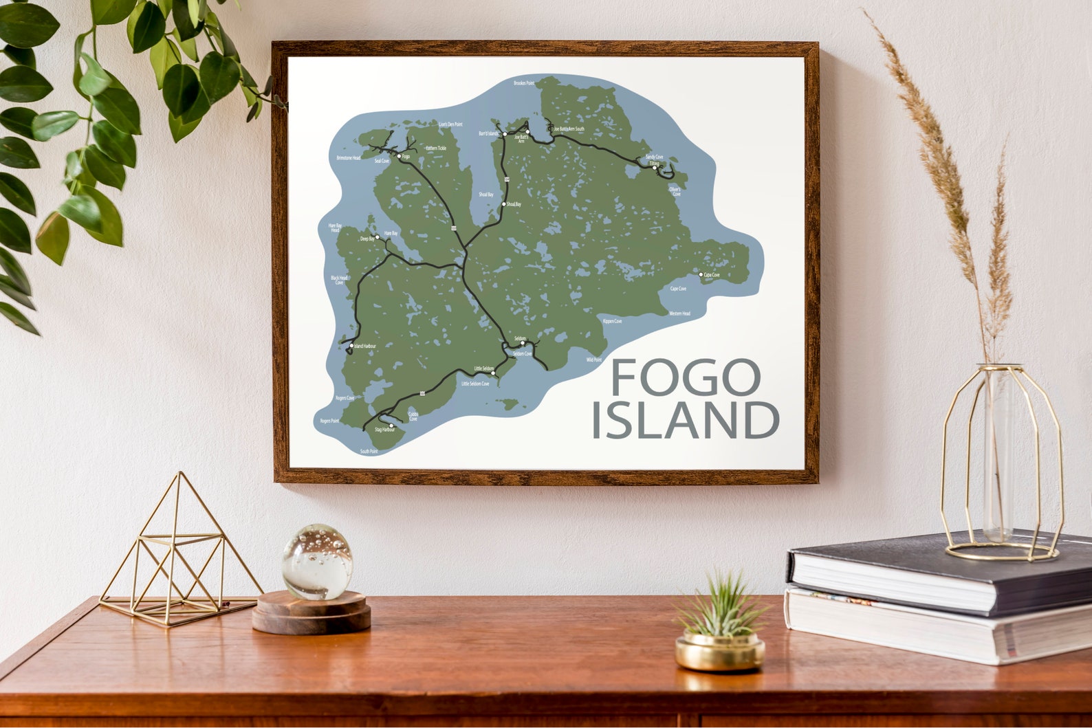 Typographic Map of Fogo Island, Newfoundland | Atlantic Ocean ...