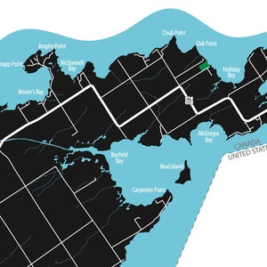 Typographic Map of Wolfe Island, Ontario, Canada | Thousand Islands ...
