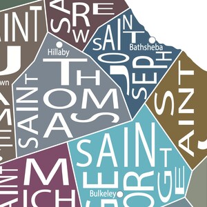 Typographic Map of Barbados | Caribbean Island Map | West Indies Island ...