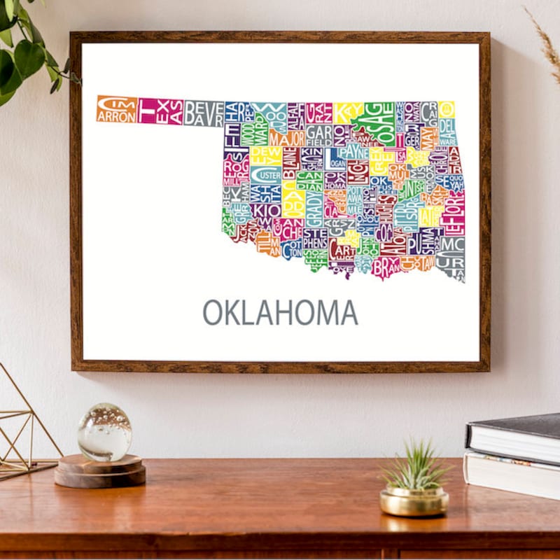 Oklahoma State Map - Etsy