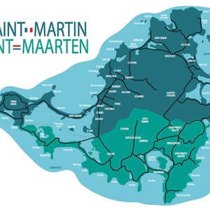 Typographic Map of the Island of Saint Martin | Sint Maarten Map ...