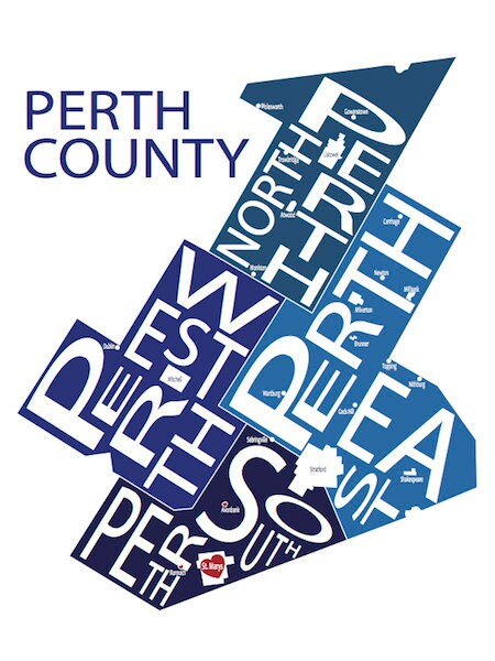 Typographic Map of Perth County Ontario | Etsy