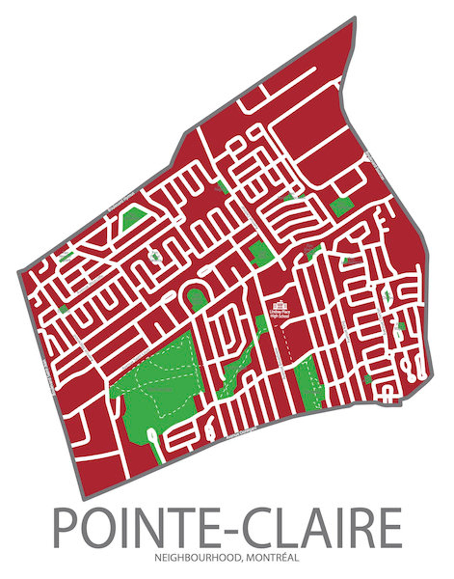 Typographic Map of the Pointe-claire Neighbourhood in - Etsy