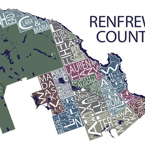 Typographic Map of Renfrew County | Ottawa Valley Map | Algonquin Park ...