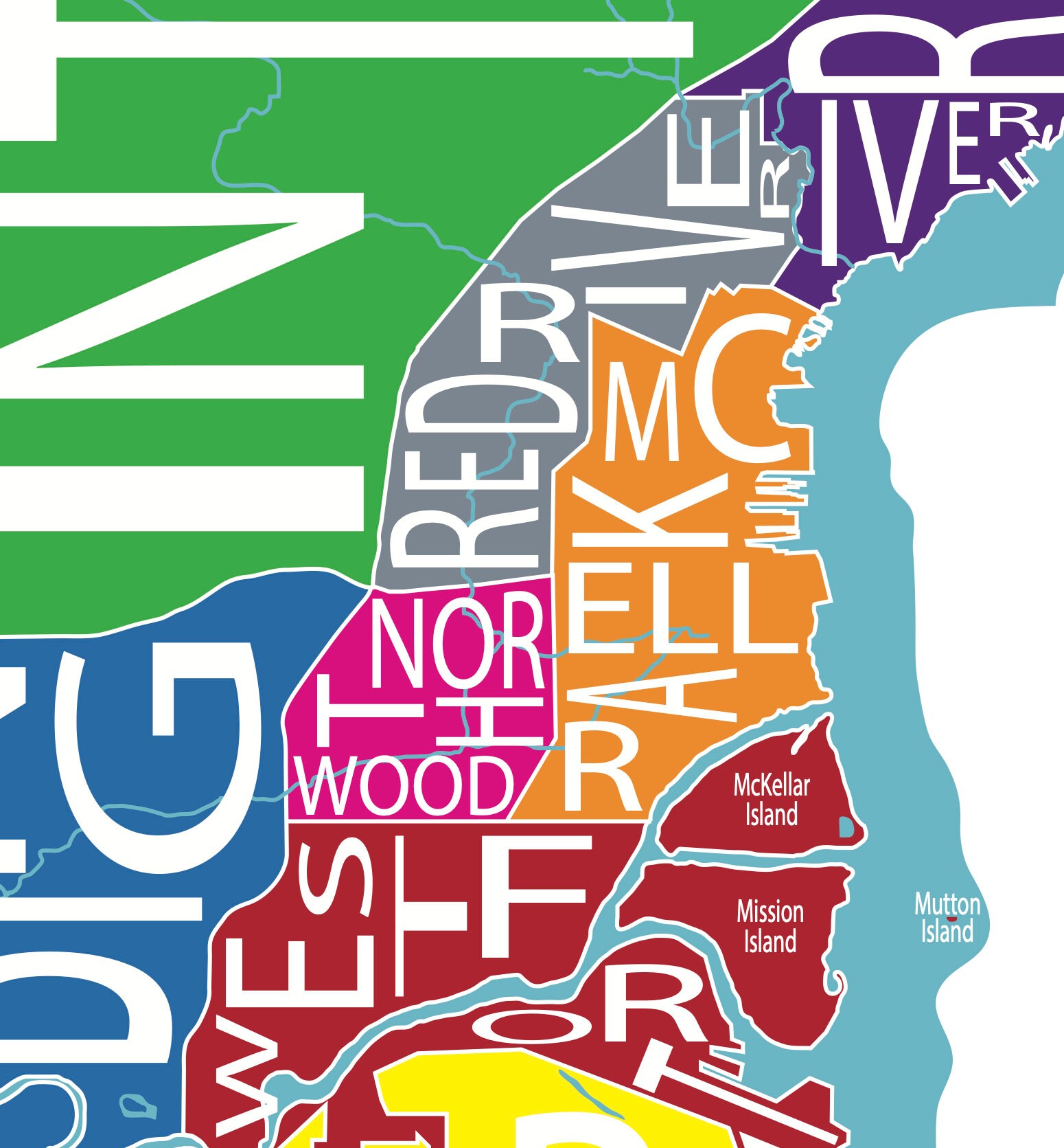 Typographic Map of Thunder Bay | Northwestern Ontario City Map ...