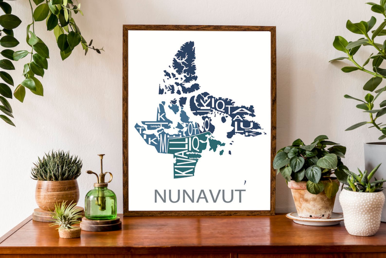 Typographic Map of Nunavut Territory, Canada | Territorial Map ...
