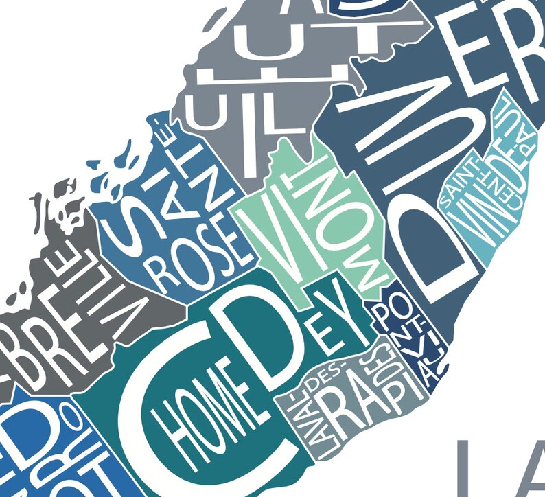 Typographic Map of Laval Quebec City Map Poster - Etsy