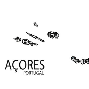 Typographic Map of Azores Islands, Portugal | Portuguese Republic Map ...