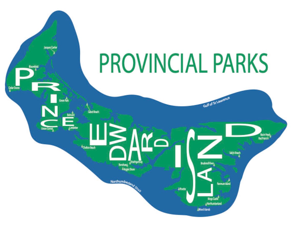 Typographic Map of Provincial Parks in PEI | Prince Edward Island Parks ...