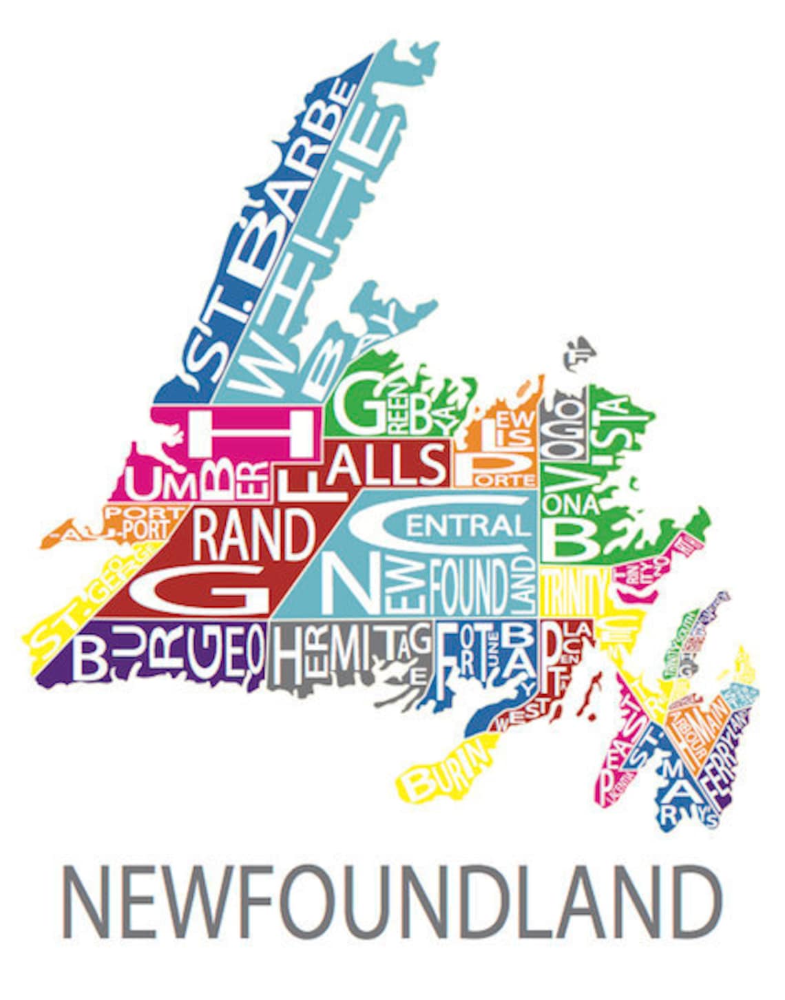 Typographic Map of Exploits Island, Newfoundland | Atlantic Ocean ...