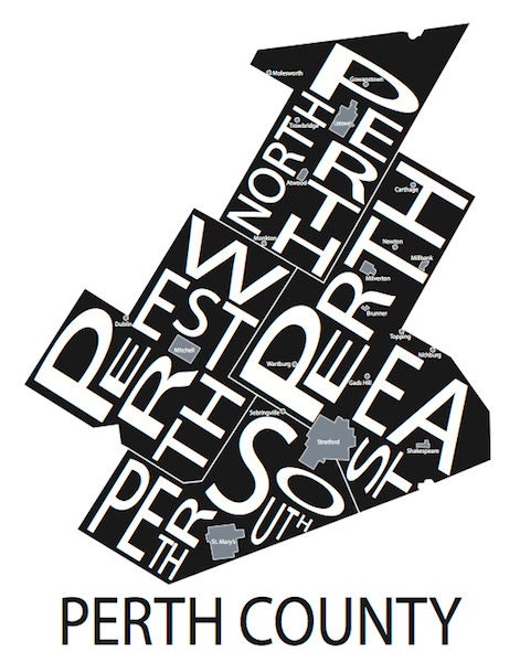 Typographic Map of Perth County Ontario County Map Print | Etsy Canada