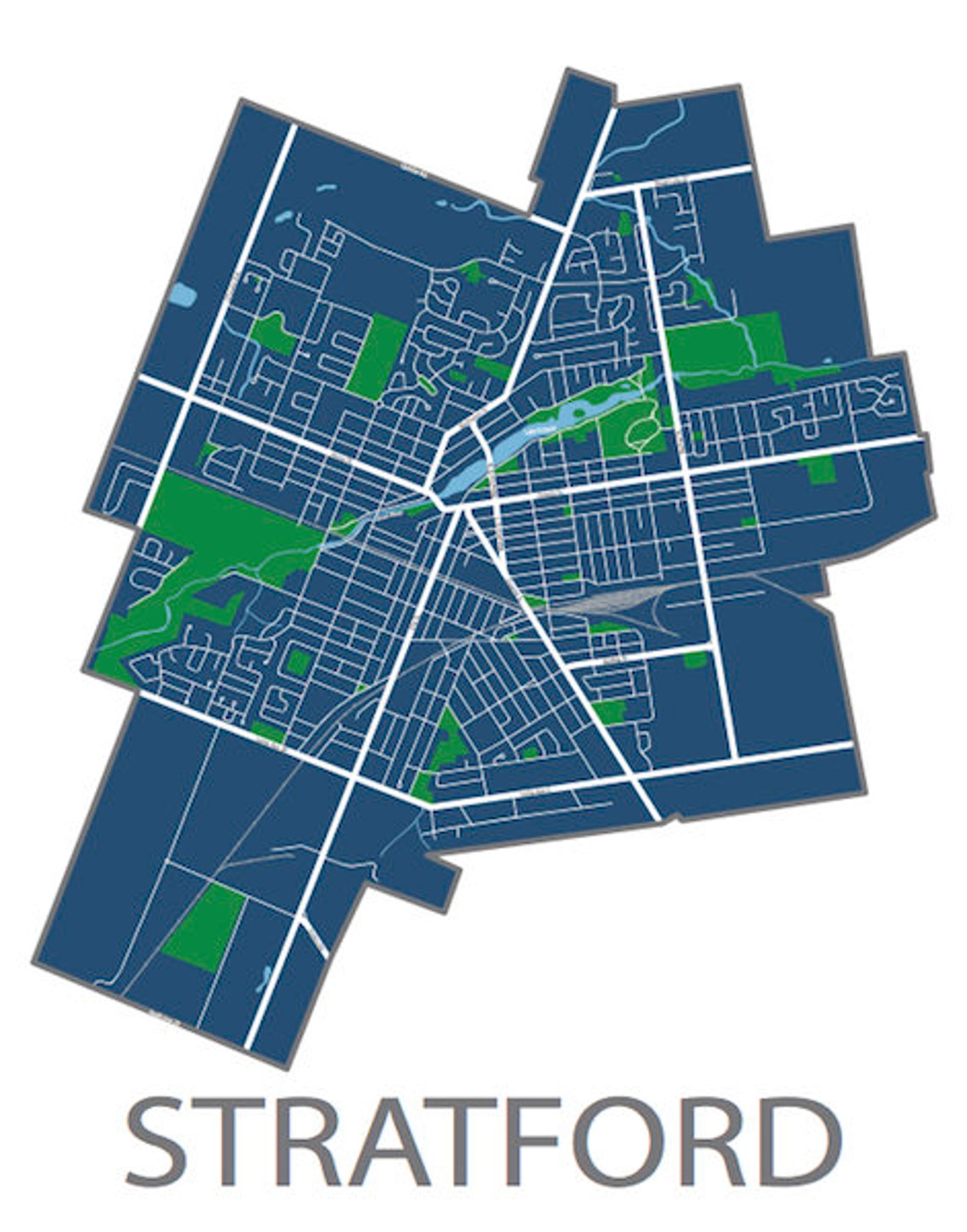 Typographic Map of Perth County Ontario County Map Print | Etsy