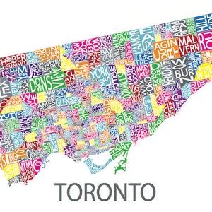 Typographic Map of the Pocket Neighbourhood in Toronto | the Danforth ...