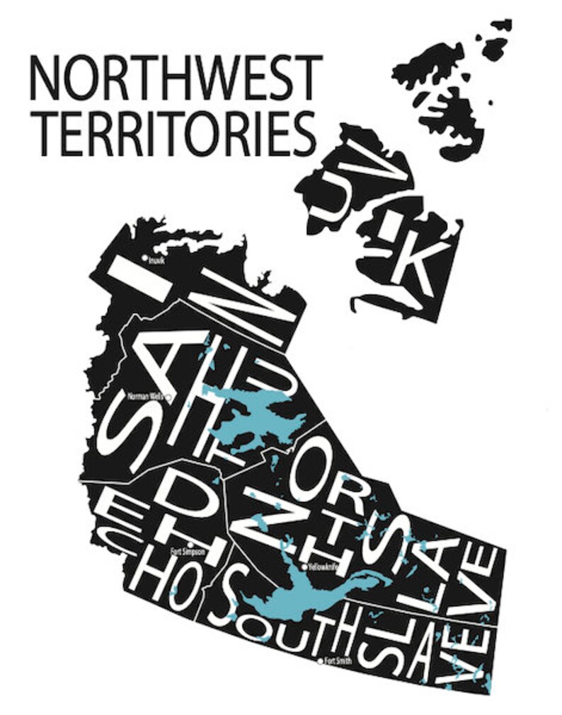 Typographic Map of the Northwest Territories, Canada | Territorial Map ...