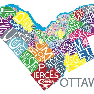 Typographic Map of Kanata, Ontario | Ottawa Area Map | Neighbourhood ...