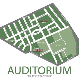 Typographic Map of the Auditorium Neighbourhood of Kitchener, Ontario ...