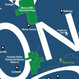 Typographic Map of Mono Township, Dufferin County, Ontario | Hockley ...