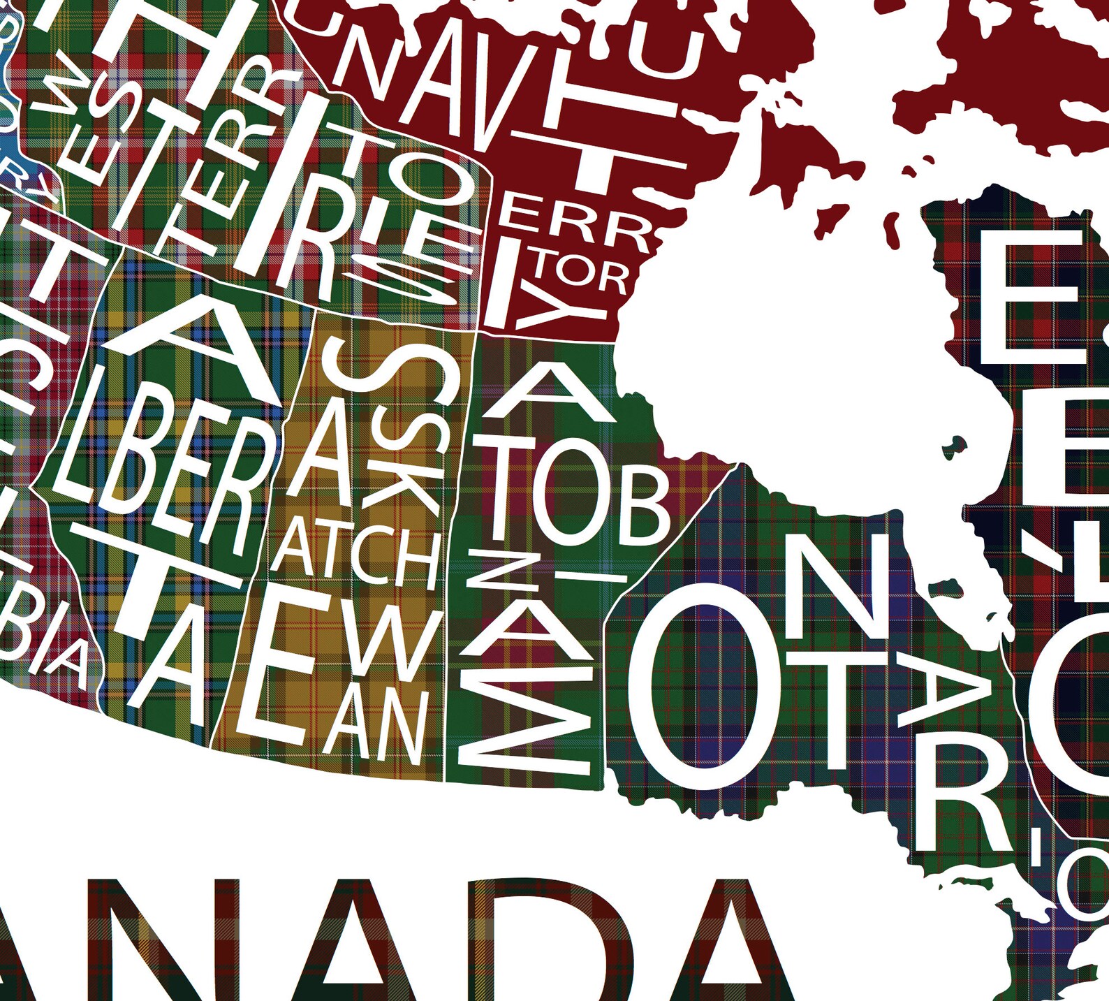 Typographic Map of Canada | Country Map Print | Canadian Map | Custom ...