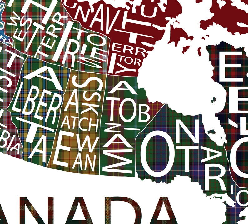Typographic Map of Canada | Country Map Print | Canadian Map | Custom ...