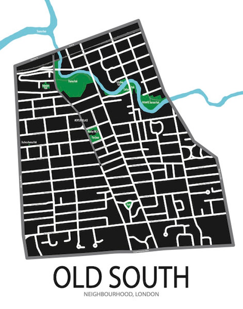 Typographic Map of the Old North Neighbourhood in London, Ontario ...