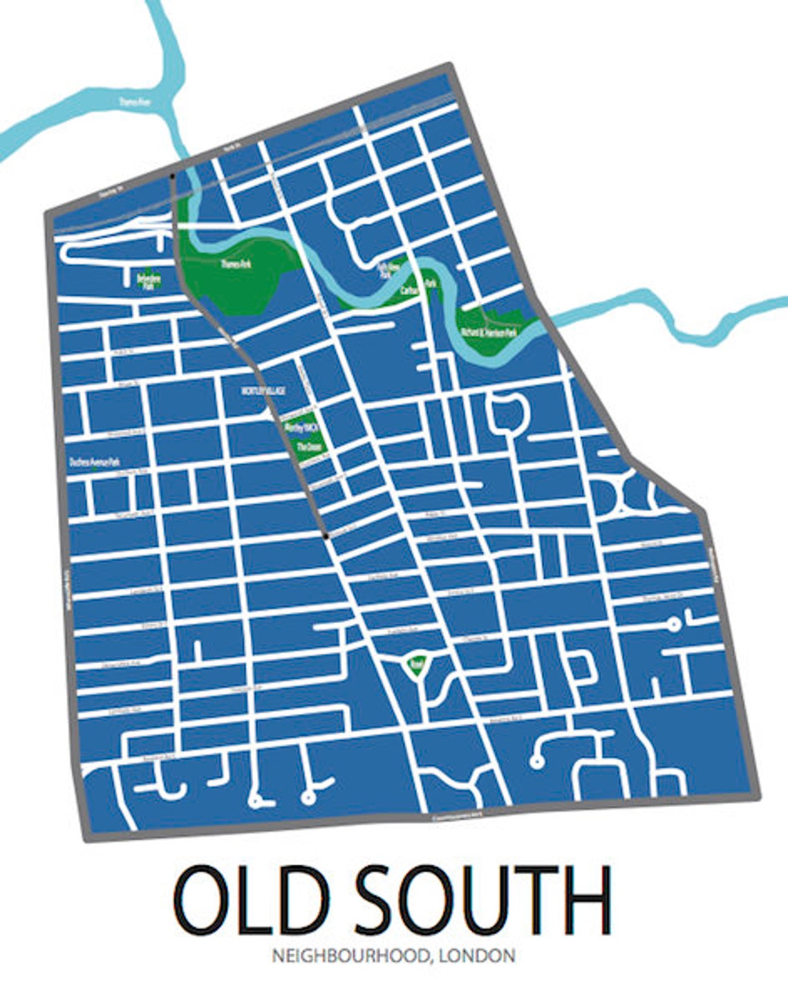 Typographic Map of London Ontario Neighbourhood Poster | Etsy Canada