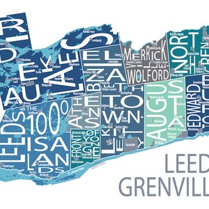Typographic Map of Leeds Grenville County | Brockville Gananoque ...