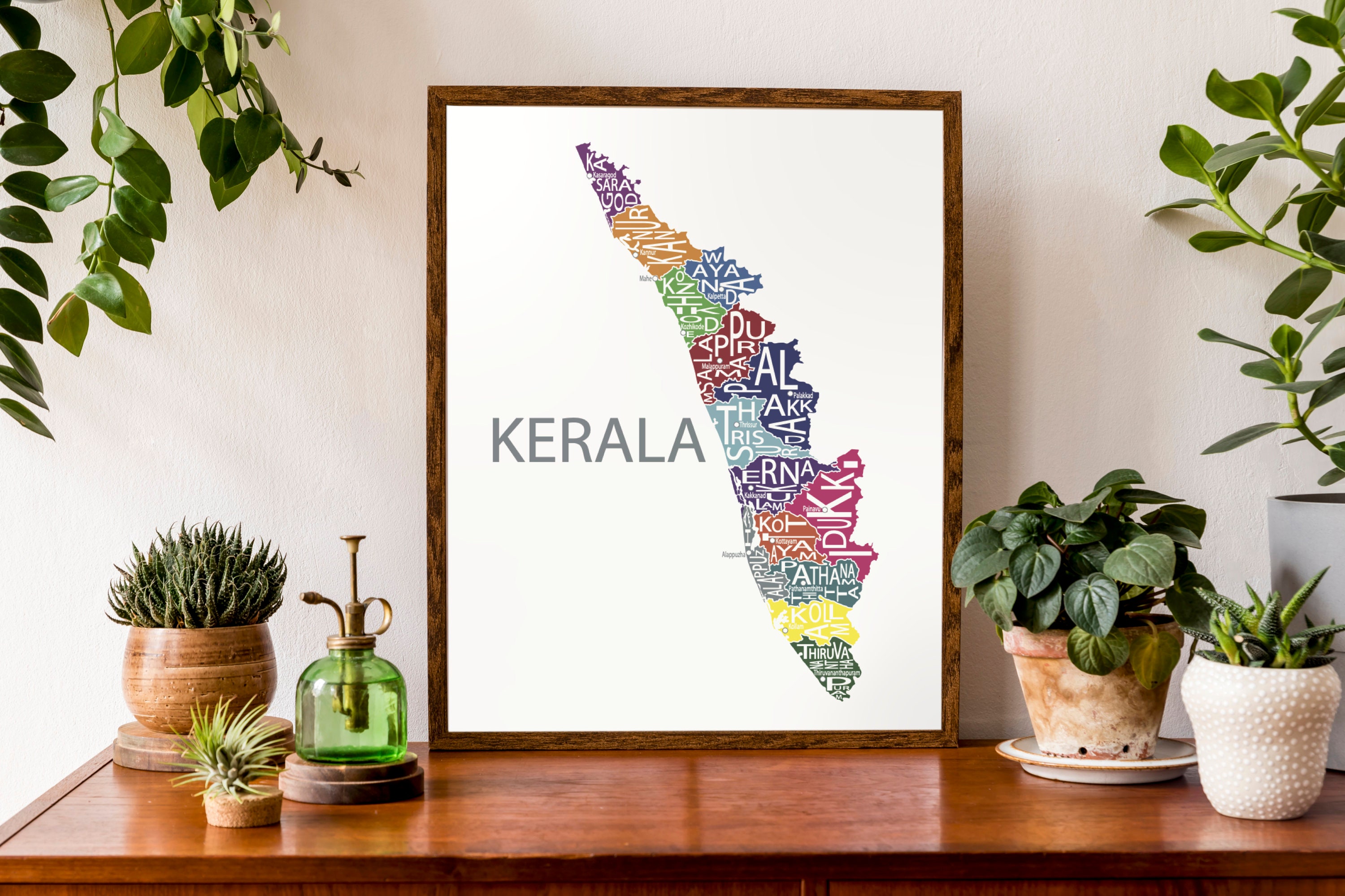 Typographic Map of Kerala India Indian State Map Print - Etsy Australia