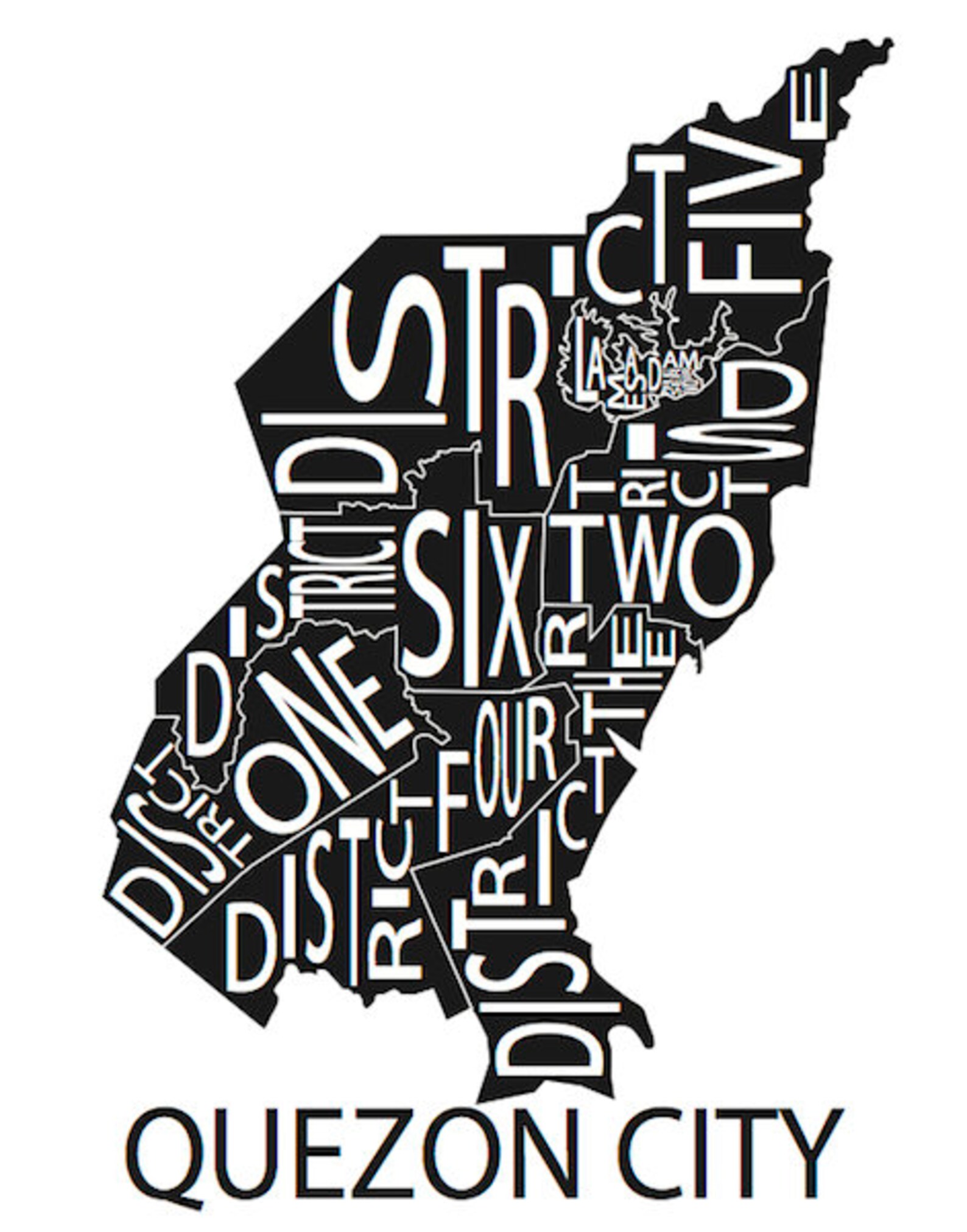 Typographic Map of Quezon City Phillipines QC Congressional - Etsy