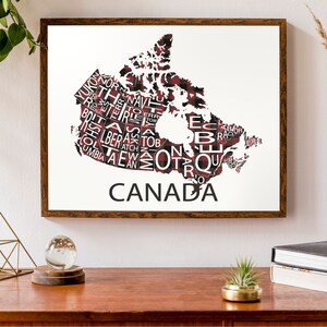 Typographic Map of Canada Country Map Print Canadian Map - Etsy
