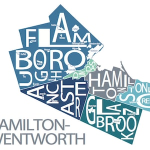 Typographic Map of Hamilton Hamilton Wentworth Map City Map Print ...