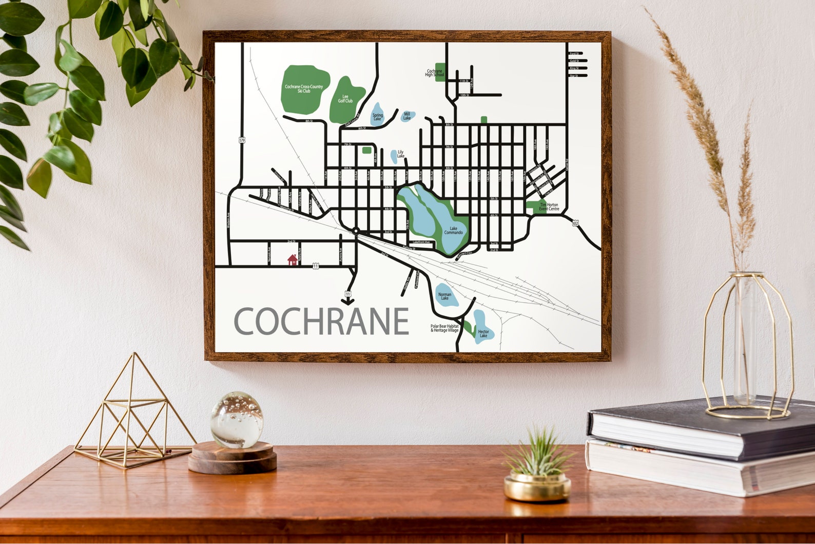Typographic Map of Cochrane, Ontario | Canadian Map | Hometown Map ...