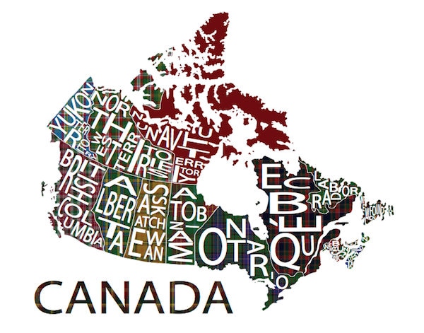 Typographic Map of Canada | Country Map Print | Canadian Map | Custom ...