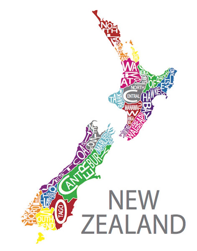 Typographic Map of Australia Aussie Regional Map With - Etsy