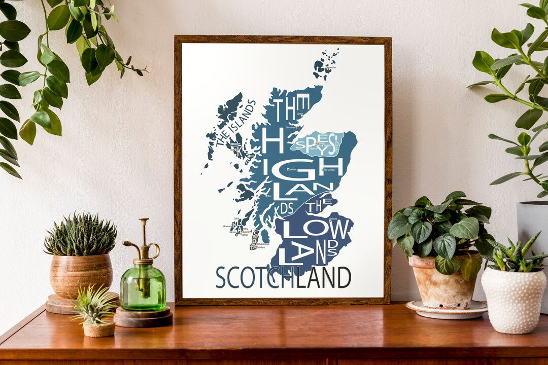 Typographic Map of the Scotch Regions and Distilleries of Scotland ...