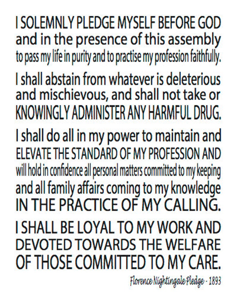 Modern Florence Nightingale Pledge Perfect Gift for Nurses | Etsy