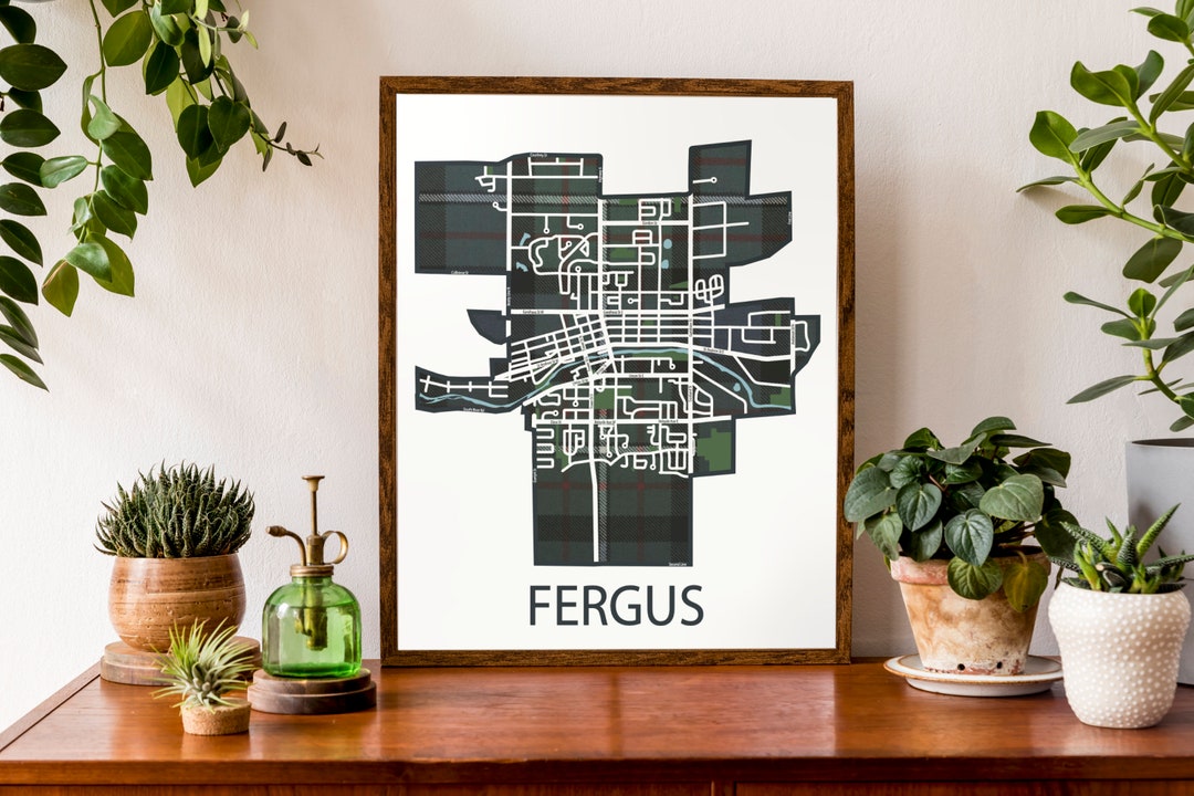 Typographic Map of Fergus, Ontario | City Map Print | Canadian Map ...