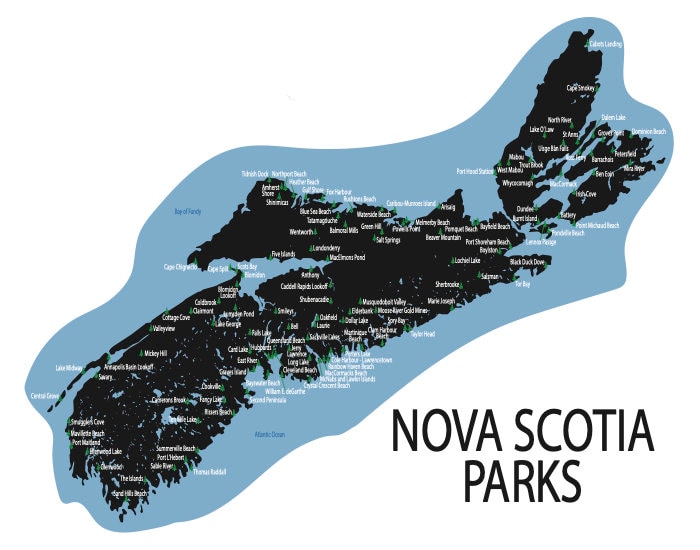 Typographic Map of Provincial Parks in Nova Scotia | Nova Scotia Parks ...