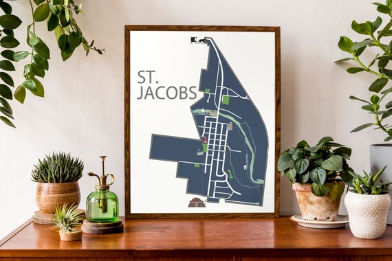 Typographic Map of St. Jacobs Ontario Waterloo Region Town | Etsy