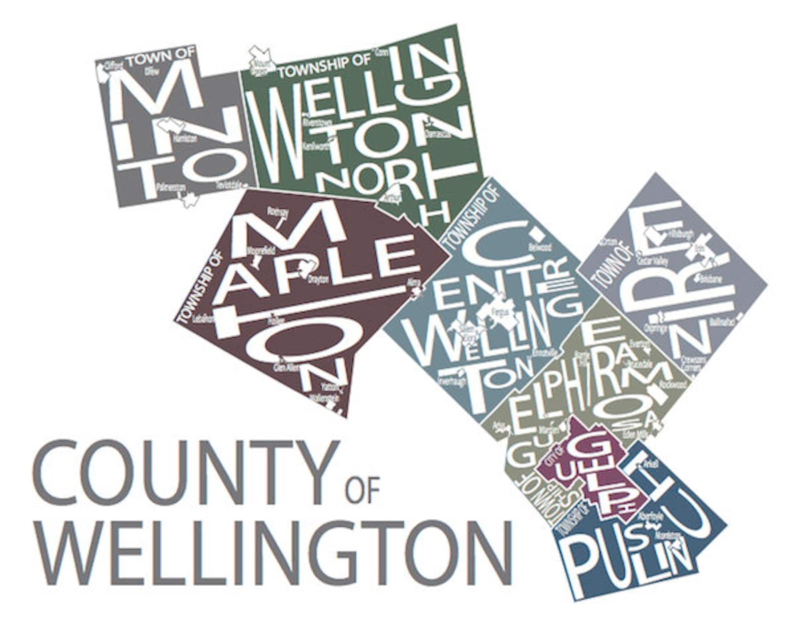 Typographic Map of Elora and Salem, Ontario Wellington County City Map ...