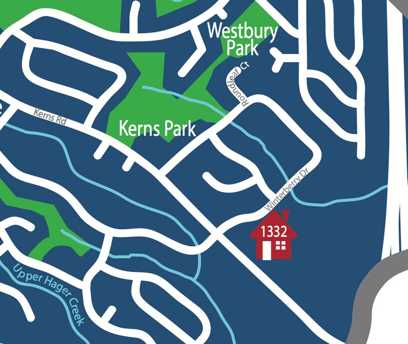 Typographic Map of Tyandaga Neighbourhood in Burlington | Etsy